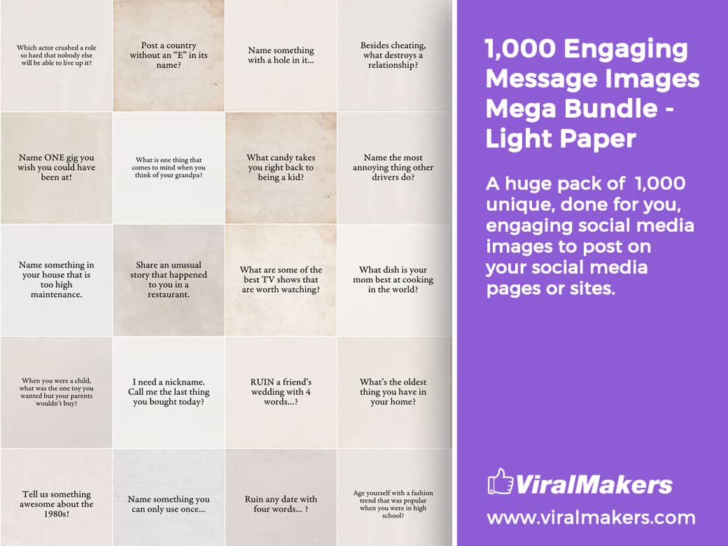 1,000 Engaging Messages (Light Paper) Pack - Social Media Images Mega ...
