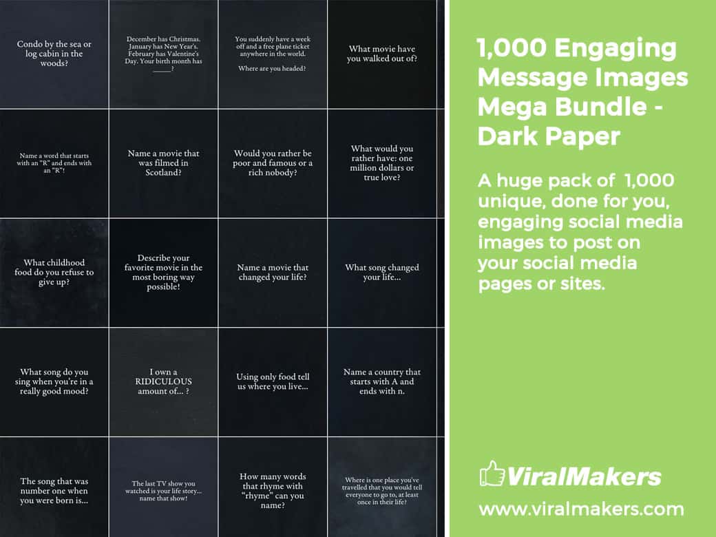 1,000 Engaging Messages (Dark Paper) Pack - Social Media Images Mega Bundle